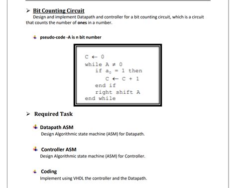 Solved Bit Counting Circuit Design And Implement Datapath