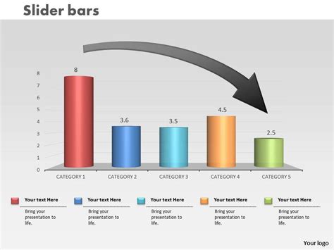Down Arrow On Column Chart Powerpoint Graph PowerPoint Presentation Templates PPT