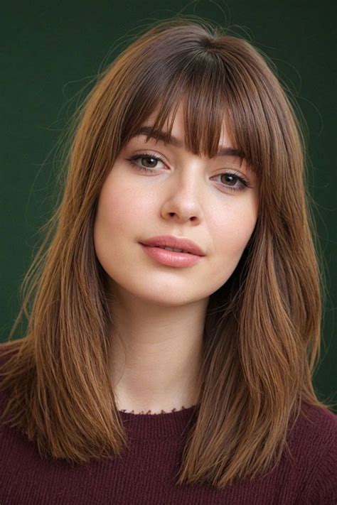 50 Chic Shoulder Length Haircuts With Bangs Straight Sleek Bob With