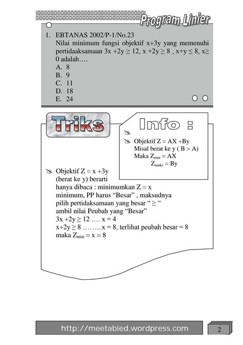 Solution Rumus Cepat Matematika Program Linear Studypool