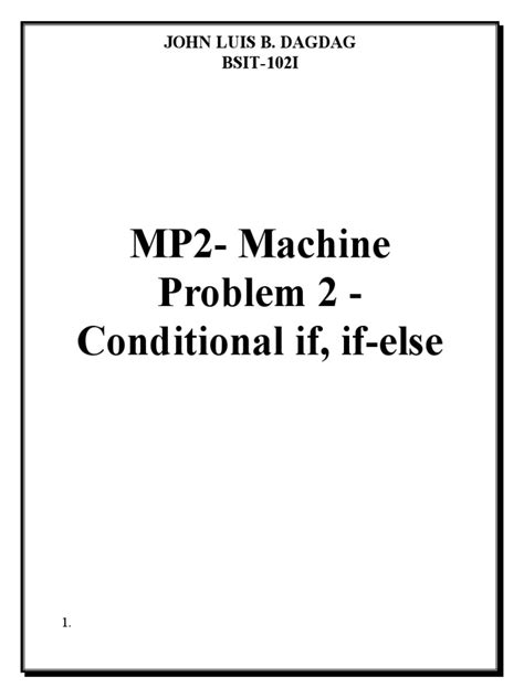 Mp2 Machine Problem 2 Conditional If If Else Dagdag Pdf