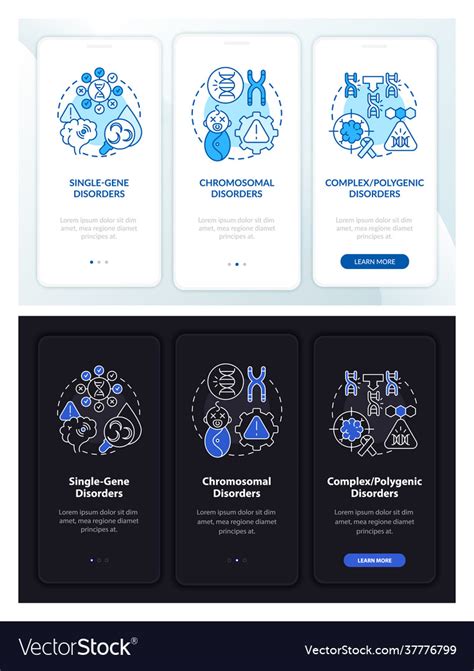 Types Genetic Disorders Onboarding Mobile App Vector Image