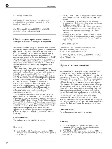 Pdf Comment On Acute Thyroid Eye Disease Ted Principles Of