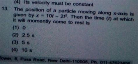 [answered] 4 Its Velocity Must Be Constant 13 The Position Of A Kunduz
