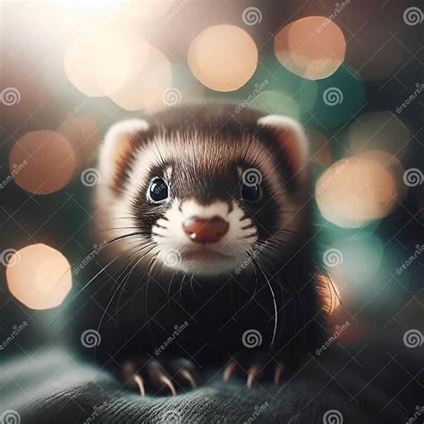 Ai Generated Illustration Of A Cute Ferret Looking At The Camera Stock