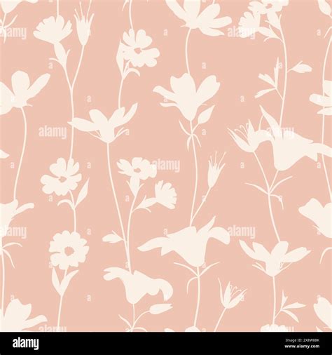 Floral Seamless Vector Pattern With Trailing Elegant White Flower Vines