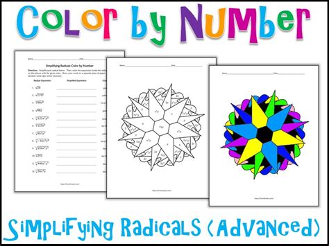 Simplifying Radicals Advanced Color By Number Teaching Resources
