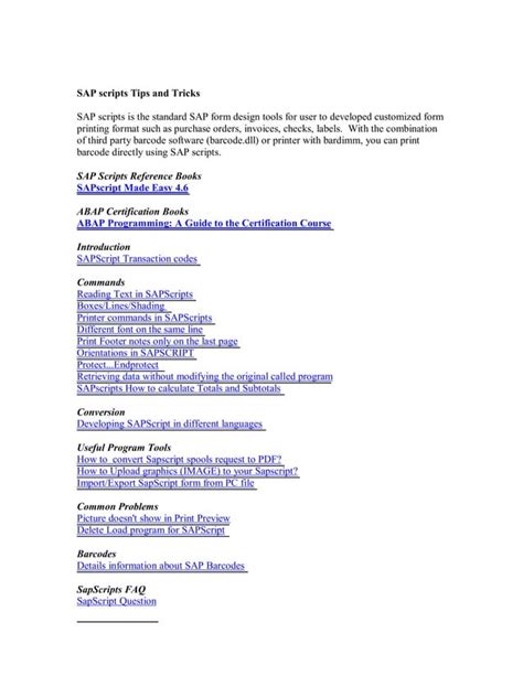 Sap Sapscripts Tips And Tricks Pdf Desktop Publishing Computer Software And Applications
