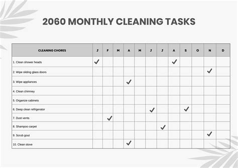 Monthly Cleaning Chart In Pdf Illustrator Download