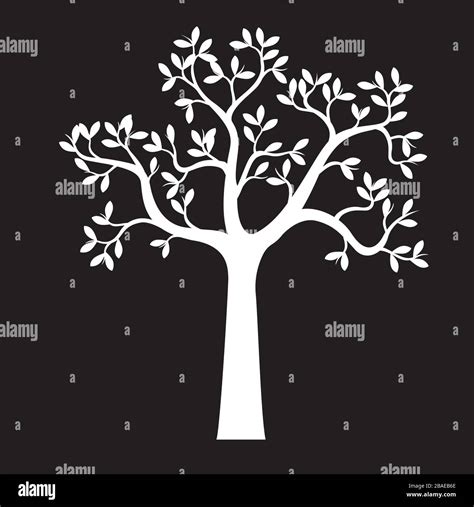 White Shape Of Tree With Leaves Vector Outline Illustration Plant In Garden Stock Vector Image