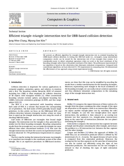 pdf efficient triangle triangle intersection test for obb based