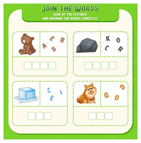 맞춤법 단어 게임 템플릿 무료 벡터