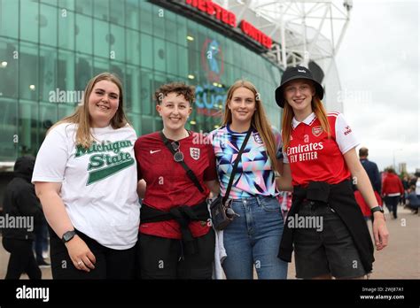 Female England Lionesses Fans Outside Old Trafford Before England V Austria Uefa Womens Euro