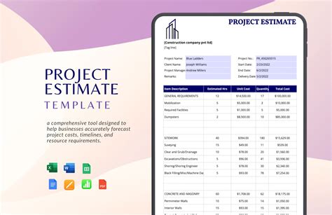 Editable Project Estimate Templates In Excel To Download