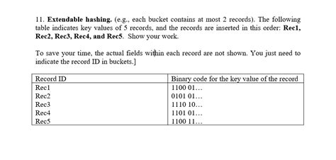 solved 11 extendable hashing e g each bucket contains