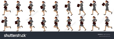 Vektor Stok Business Girl Running Animation Sprite Sheet Tanpa Royalti 1087131014 Shutterstock