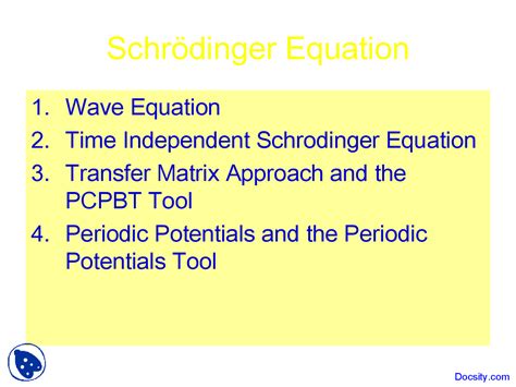 Wave Equation Advanced Device Simulation Lecture Slides Docsity