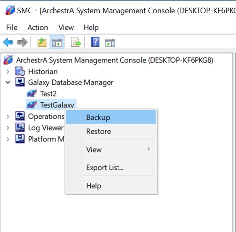Backing Up And Restoring A Galaxy Industrial Software Solutions