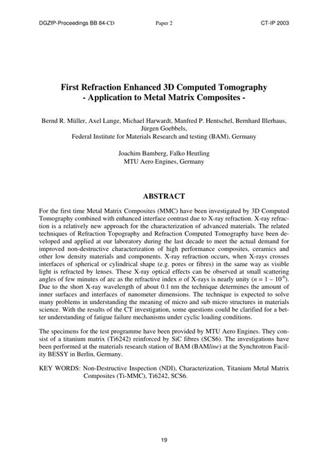 Pdf First Refraction Enhanced 3d Computed Tomography Application To