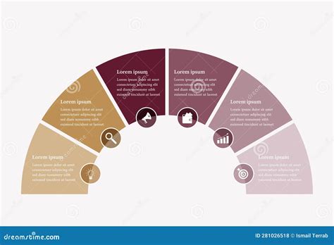 4 Steps Half Cycle Infographics Element Template Chart Cartoon Vector