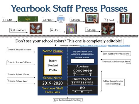 Editable Yearbook Staff Press Pass Template Classful