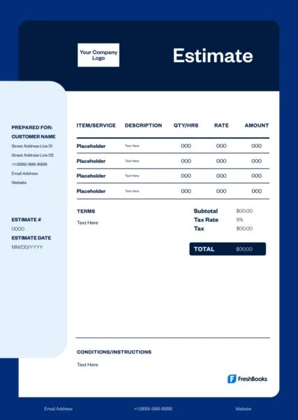 Free Excel Estimate Template FreshBooks