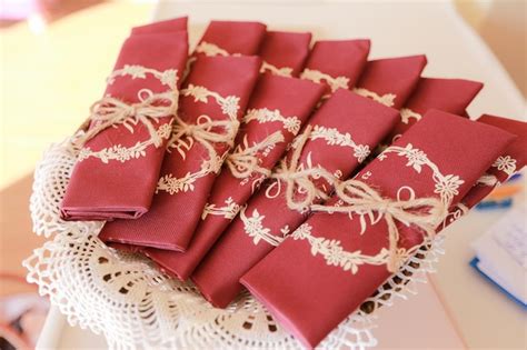 Premium Photo Close Up Of Patterned Napkins