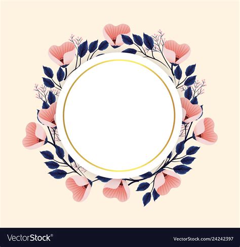 Circle Flowers Plants With Circle Label Royalty Free Vector