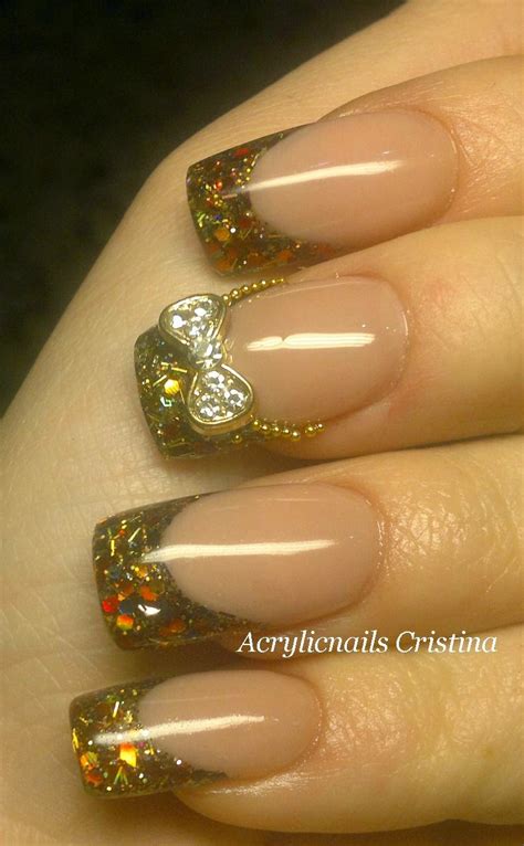 Acrylic Nails Uñas Acrílicas Francesa En Glitter Con Tips