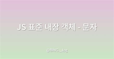[js] 표준 내장 객체 문자