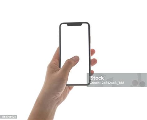 닫다 손 보유 전화 흰색에 격리 모형 스마트 폰 흰색 색상 빈 화면 공란에 대한 스톡 사진 및 기타 이미지 공란 광고 디지털 뷰파인더 Istock