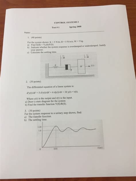 solved control systems test 1 fall 2008 name 1 consider