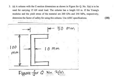 Solved A A Column With The C Section Dimensions As Chegg Com
