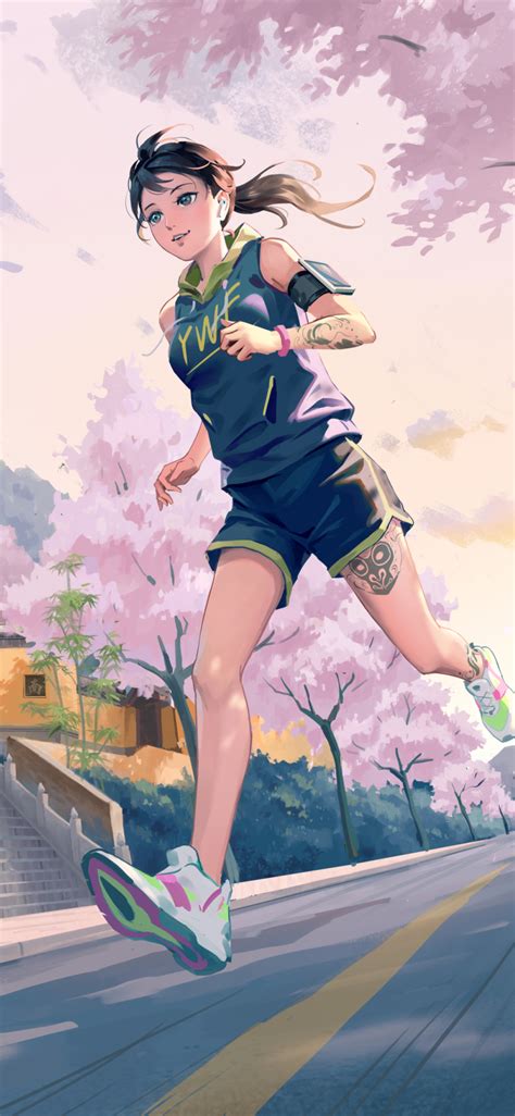 1125x2436 Resolution Anime Girl Running With Dog Iphone Xsiphone 10
