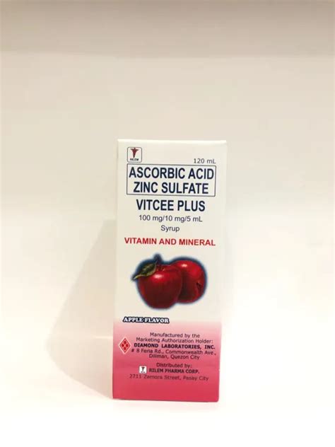 Vitcee Plus Syrup Ascorbic Acid Zinc Sulfate Vitcee Plus Syrup