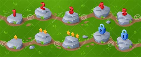 Game Level Indicator To Select On Map Ui Interface Stock Vector Illustration Of Button Design