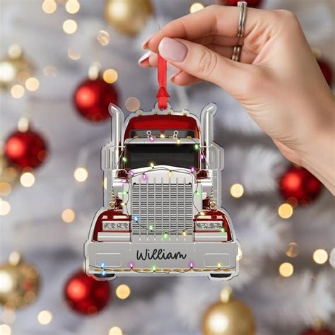 Personalized Semi Truck Christmas Ornament Custom Name Big Rig Driver