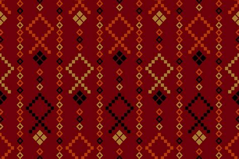 Red Traditional Ethnic Pattern Paisley Flower Ikat Background Abstract