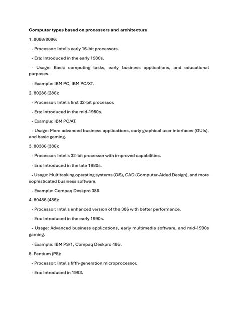 Computer Types Based On Processors And Architecture Pdf