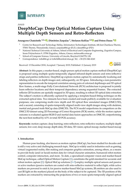 Pdf Deepmocap Deep Optical Motion Capture Using Multiple Depth