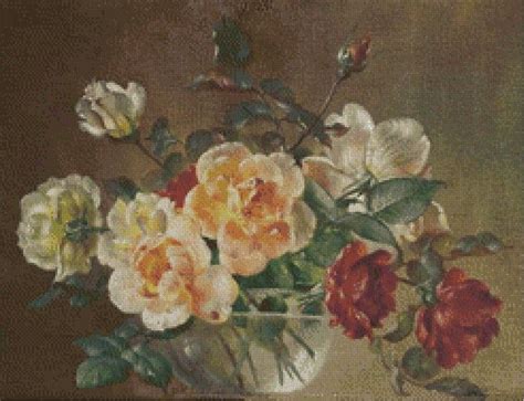 Авторская схема для вышивки крестом Розы в вазе 4 купить на Ярмарке Мастеров Cklnhru Схемы