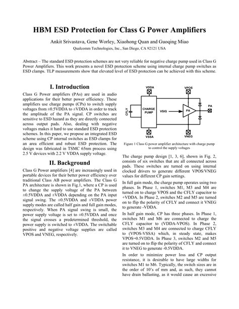 Pdf Hbm Esd Protection For Class G Power Amplifiers