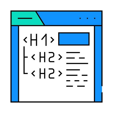 Header Tags H1 H2 Seo Icon Color Illustration 49829179 Vector Art At