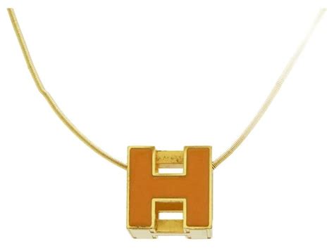 Hermès Hermes Caged Dh H Cube Necklace Orange Metal Ref2343178 Joli