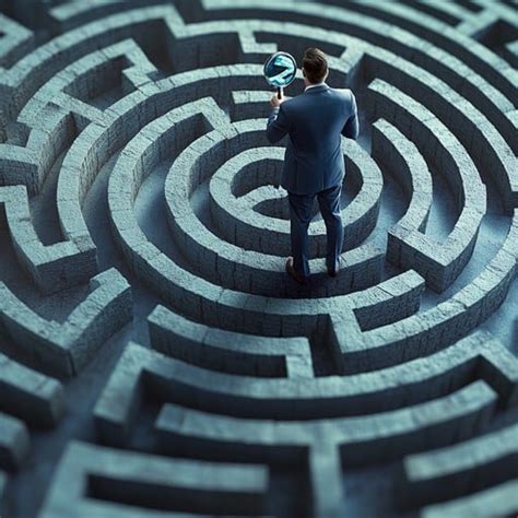 Free Solving Complex Maze Photo Businessman Maze Magnifying Glass Download At Stockcake