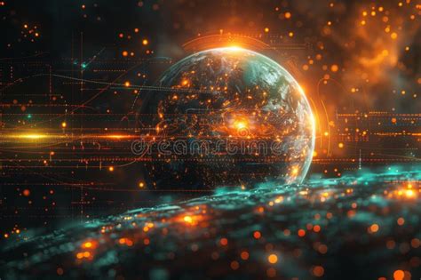 Glowing Earth With Digital Network Connections Stock Image Image Of