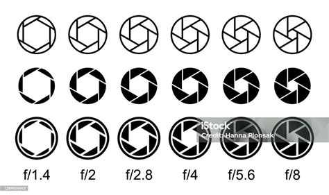 조리개 아이콘 집합입니다 카메라 렌즈 다이어프램 기호 카메라 셔터 표지판 조리개 값 번호입니다 조리개에 대한 스톡 벡터 아트 및 기타 이미지 Istock