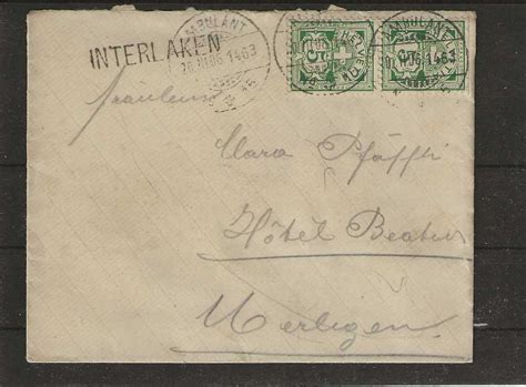 Lettre de Interlaken linéaire pour Merligen 1906 (Gebraucht) in Sorvilier für CHF 5 – mit ...