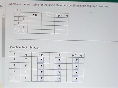 Solved Complete The Truth Table For The Given Statement By Chegg Com