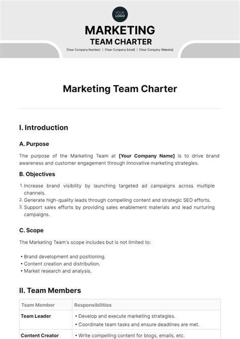 Free Team Charter Templates To Edit Online And Print